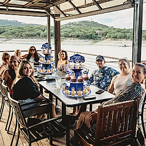 jollylife 2 Set Graduation Decorations Class of 2024 Blue and Gold Cupcake Stand,3-Tier Cardboard Congrats Grad Tower Plus 24 Cake Toppers Party Supplies Decor(Assembly Needed)