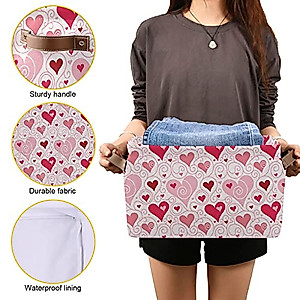 Large Storage Basket Pink Heart Foldable Storage Box Organizer Bins with Handles for Bedroom Home Office