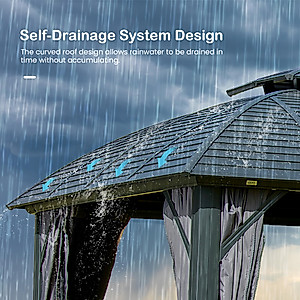 10' x 12' Hardtop Gazebo Outdoor Aluminum Gazebo Arc Grill for Patios Deck Backyard,Galvanized Steel Double Roof,Curtain&Netting by domi outdoor living