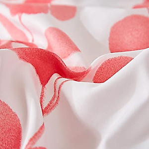 LAMEJOR Duvet Cover Set Queen Size White/Pink Leaves Floral Bedding Set Comforter Cover (1 Duvet Cover+2 Pillowcases)