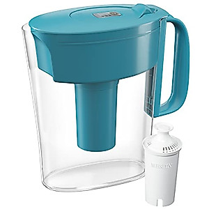 Brita Water Filter Pitcher for Tap and Drinking Water with 1 Standard Filter, Lasts 2 Months, 6-Cup Capacity, BPA Free, Turquoise