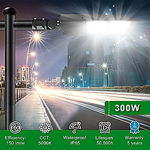 OSTEK LED Parking Lot Lights 300W LED Shoebox Street Pole Lighting with 20KV Surge Protector, Waterproof 42000LM Outdoor Commercial Area Road Lighting 5000K 100-277V DLC UL