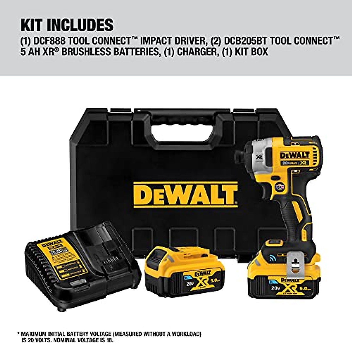 DEWALT 20V MAX* XR Impact Driver with Bluetooth Kit (DCF888P2BT)