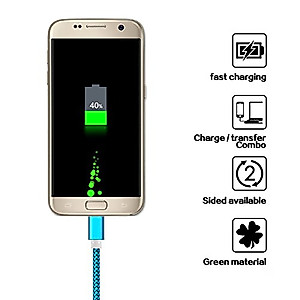 Micro USB Cable 2pack 6ft Android Charger Cord Fast Quick Charging for Samsung 2016 Tab A 7.0 10.1, E 8.0, Kindle Fire Hd Hdx 7 8 10 Tablet, Phones Galaxy S7 S6 Edge, Note 5/4, J7 J3 Prime Star Pro