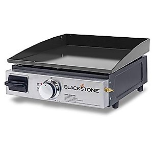 Blackstone 1650 Tabletop Grill Without Hood Propane Fuelled Portable Stovetop Gas Rear Grease Trap for Kitchen, Outdoor, Camping, Tailgating or Picnicking, 17 Inch Griddle, Black