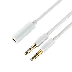 Headphone Splitter for Computer 3.5mm Jack Audio Microphone Splitter Female to Headset/Mic Dual Male Stereo Adapter Earphones Port to Gaming Headset PC Laptop Converter (White)