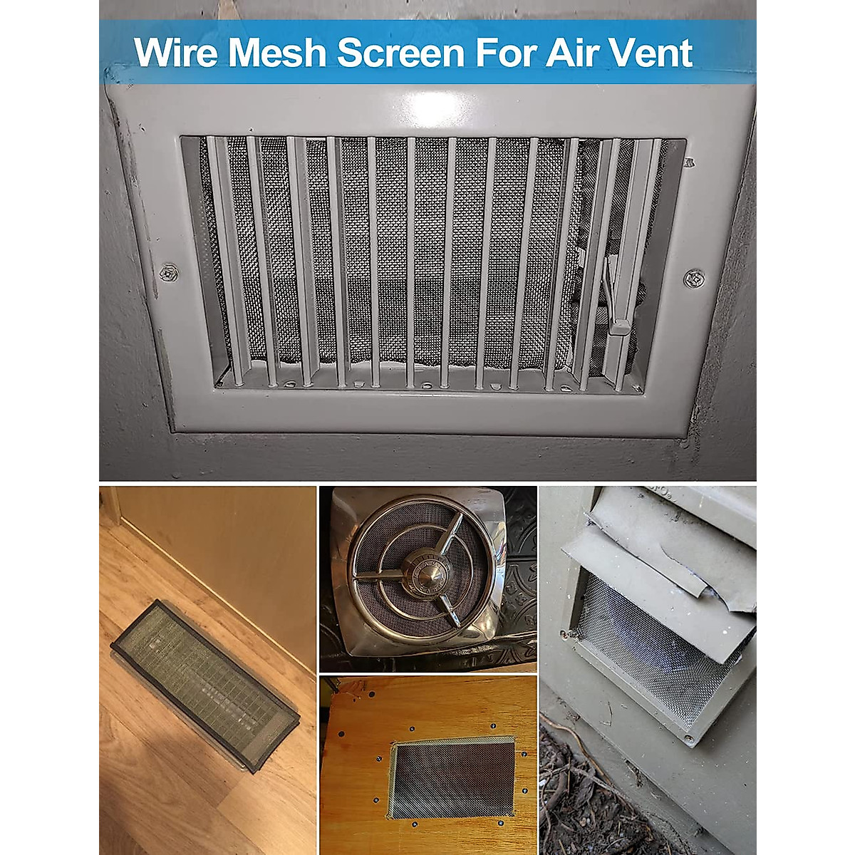 5 Pack Wire Mesh Screen 13.4'' x 9.5'' for Air Vent, 24cm x 34cm, 20 Mesh, 1mm Hole, 304 Stainless Steel Wire Mesh, Easy to Cut