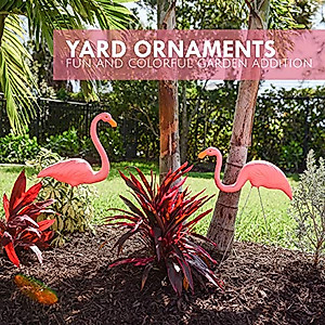 Galashield Pink Flamingo Yard Decorations Pack of 2 Flamingo Decor Ornaments for Outdoor Lawn and Garden