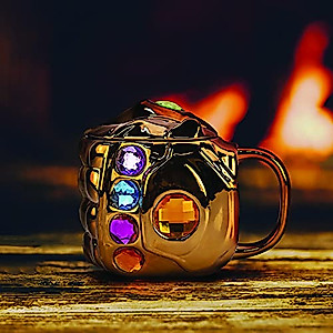 Zak Designs Marvel Thanos Unique 3D Sculpted Ceramic Coffee Mug, Collectible Keepsake Tea Mug for Hot Drinks (15 oz, Non BPA, Thanos Infinity Gauntlet)