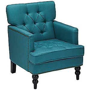Christopher Knight Home Malone Fabric Club Chair, Wood, Dark Teal , 31.75D x 28W x 35H Inch