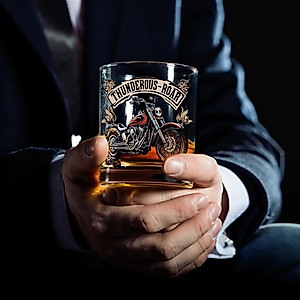 Vinoveltty Motorcycle Whiskey Glass, Motorbike Gifts Whisky Gifts for Men Dad, Fathers Gifts Christmas Birthday Gift for Biker Dad Brother, Whiskey Tumbler(300 ML)