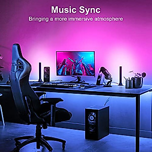 velted RGB Light Bar, Music Sync RGB IC LED Lights Bars, USB Powered Ambient Lighting, Remote Control Color Changing Gaming TV Backlight, 8 Dynamic Modes for PC Room Monitor Desk