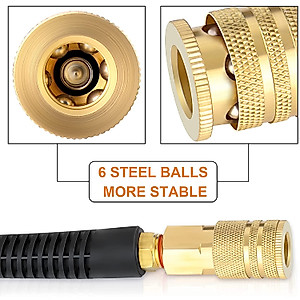 GASHER 1/4'' x 100FT Polyurethane Air Hose, Maximum Working Pressure 300PSI,Composed of Brass And Blue PU hose, Easy to Install