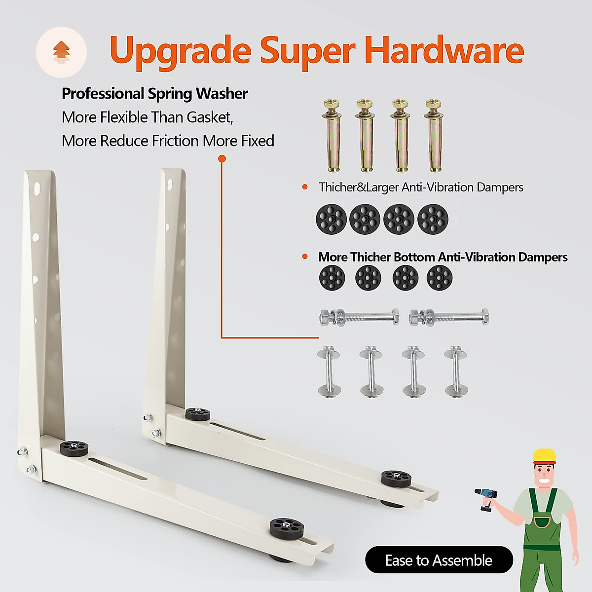 WeCooper Outdoor Split Air Conditioner Mount Bracket for 7000-18000BTU, Heavy-Duty Foldable Wall Mounting AC Bracket for Universal Ductless Mini Split Condensers Support up to 400LB
