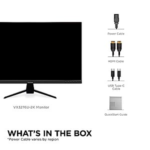 ViewSonic VX3267U-2K 32 Inch 1440p IPS Monitor with 65W USB C, HDR10 Content Support, Ultra-Thin Bezels, Eye Care, HDMI, and DP Input, Black