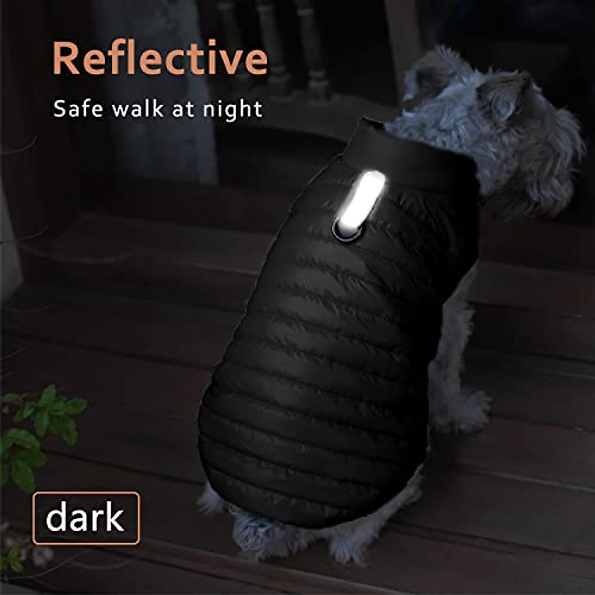 HDKUW Dog Winter Coat with D Ring, Super Light Dogs Warm Coat, Waterproof Jacket Vest Apparel for Small Medium Dogs Black M