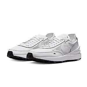 Nike Womens Waffle One Leather Textile White White Black Trainers 9.5 US