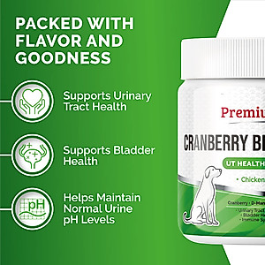 Premium Care Cranberry Bladder Chews - Dog Supplements for Urinary Tract (UT) Health, Bladder and Kidney Support - Cranberry Chewables with Vitamins for Better Bladder Control for Dogs - 120 Chews