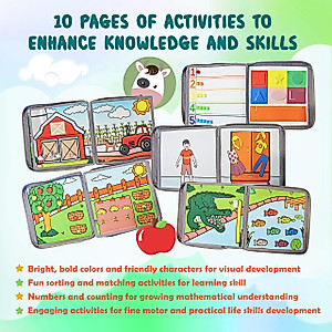 Quiet Book Busy Book for Toddlers Montessori Book Airplane Activity Toy for Car Preschool Travel Activities Road Trip