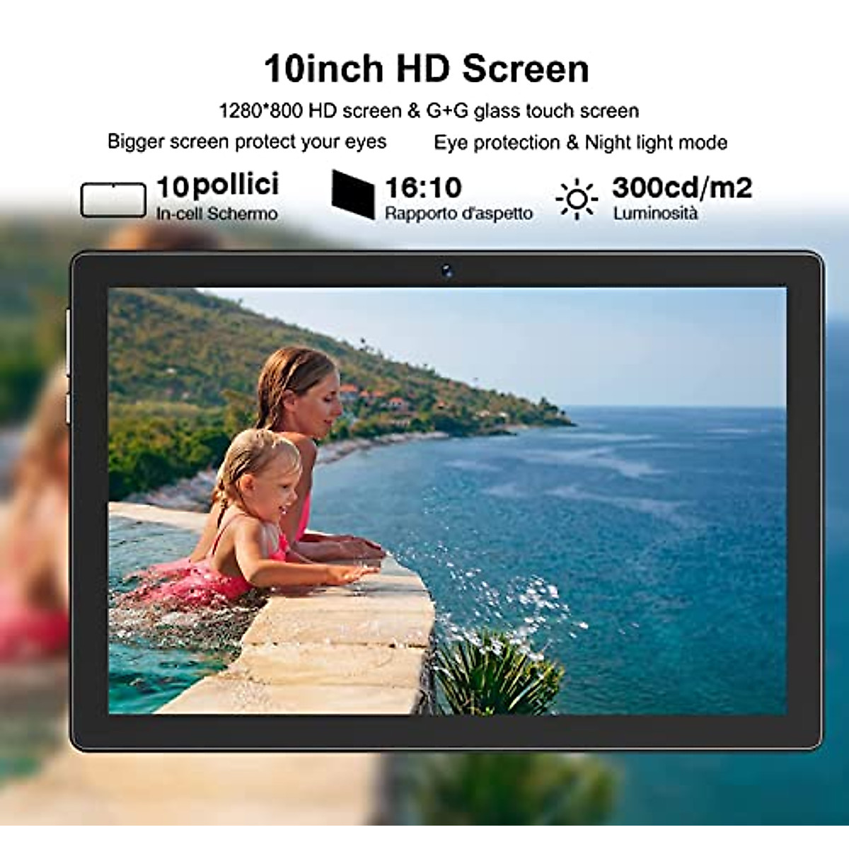 10 Inch Android Tablet pc, Android Tablet, 4 RAM 64GB ROM 128GB Expand, IPS HD,2.5D G+G Touch Screen,Google Certificated Wi-Fi Tablets,Dual Camera, Black-(with Leather case)…