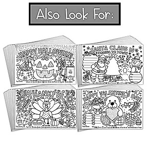 Tiny Expressions – Halloween Placemats for Kids (Pack of 12 Pumpkin Placemats) | Coloring Activity Paper Table Mats for Children’s School Party Craft | Disposable Bulk Bundle Set