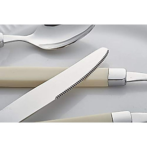 ANNOVA 16 Pieces Stainless Steel Flatware/Cutlery Set - Color Handles - 4 x Dinner Forks, 4 x Dinner Knives, 4 x Dinner Spoons, 4 x Dessert Spoons - Service for 4 (Cream, 16 Pieces)