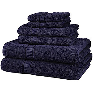 Amazon Brand – Pinzon 6 Piece Blended Egyptian Cotton Bath Towel Set - Navy