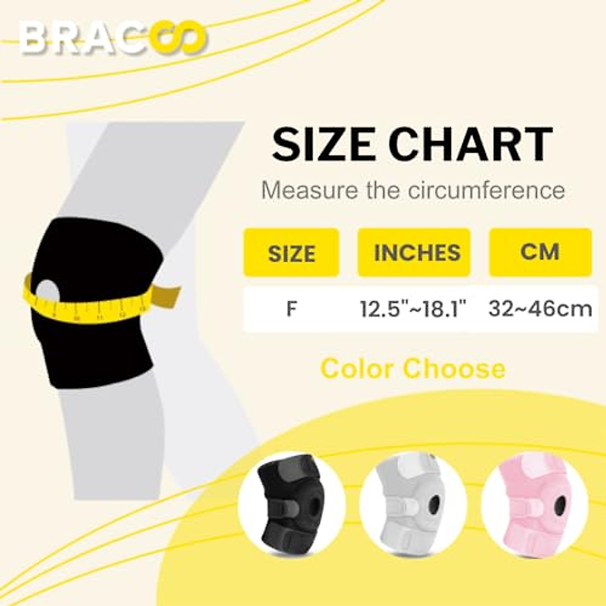 Bracoo Adjustable Compression Knee Patellar Pad Tendon Support Sleeve Brace for Men Women - Arthritis Pain, Injury Recovery, Running, Workout, KS10 (Black)