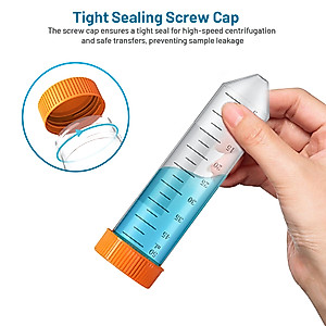 Locofiltr Conical Centrifuge Tubes 50mL, 25Pcs Sterile Polypropylene Test Tubes, Leak-Proof Screw Caps, Plastic Container with Graduated & Write Marks, Non-Pyrogenic, DNase/RNase Free, Human DNA-Free