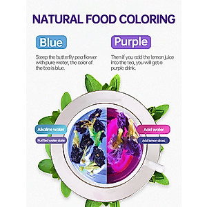 TeeLux Butterfly Pea Flower Tea, Non-GMO, Pure Natural Butterfly Pea Tea, Premium Dried Butterfly Pea Flower for Blue & Purple Drinks and Food Coloring, 1.76 Oz