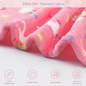 Viviland Kids Throw Blanket, Unicorn Print Blankets for Girls, Warm Lightweight Plush Throw Blanket Pink Unicorn Fleece Throw Blanket for Sofa Chair Couch Bed, for Kids, 30" x 40"