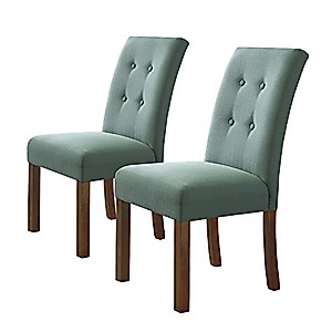 Homepop Home Decor | 4 – Button Tufted Upholstered Parsons Dining Chairs | Set of 2 Accent Dining Chairs, Aqua
