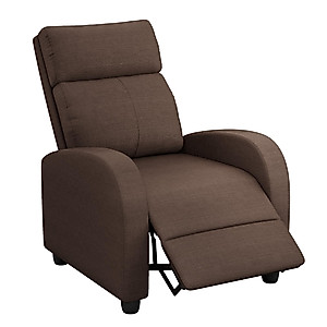 Homall Recliner Chair, Recliner Sofa PU Leather for Adults, Recliners Home Theater Seating with Lumbar Support, Reclining Sofa Chair for Living Room (Fabric, Brown)