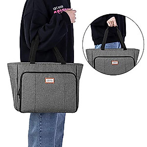 CURMIO Knitting Tote Bag, Yarn Storage Bag with Pockets for Crochet Hooks, Knitting Needles, Knitting Project and Accessories, Gray (Bag Only, Patented Design)