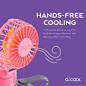 O2COOL Pink Sip Breezy Fan, 1 EA