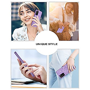 YINLAI for Samsung Galaxy A03s Case,Glitter Bling Sparkly Shiny Slim Women Girls Girly Soft TPU Silicone Hybrid Shockproof Protective Phone Cover for Samsung Galaxy A03s 6.5 inch 2021,Purple
