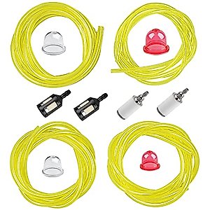 Muagroo Small Engine Fuel Line Gas Hose Tube for Stihl Weedeater Craftsman Husqvarna String Trimmer Chainsaw Blower with Primer Bulb, Fuel Filter （4 Size 4-Feet-Long）