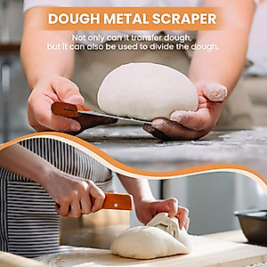 KIKCOIN Banneton Bread Proofing Basket, 10 Inch Oval Sourdough Bread Baking Supplies, Sourdough Proofing Basket Set of 2, Sourdough Starter Kit with Bread Lame, Linen Liner, Metal Scraper, Dough Whisk