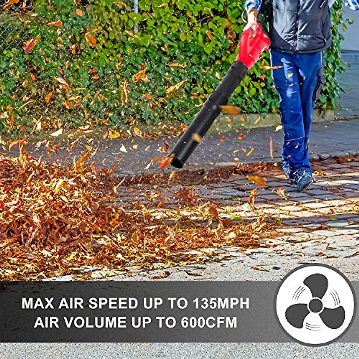 AVID POWER 12Amp 600CFM Electric Leaf Blower, Corded Leaf Blower, 6 Variable Speed Leaf Sweeper for Lawns, Yards, Patios, Gardens