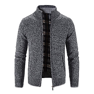 NRUTUP Mens Fashion Cardigan Sweater Men's Full Zip Cardigan Sweater Knitted Sweater Jackets Winter Shawl Collar Sweater(Dark Gray-B,X-Large)