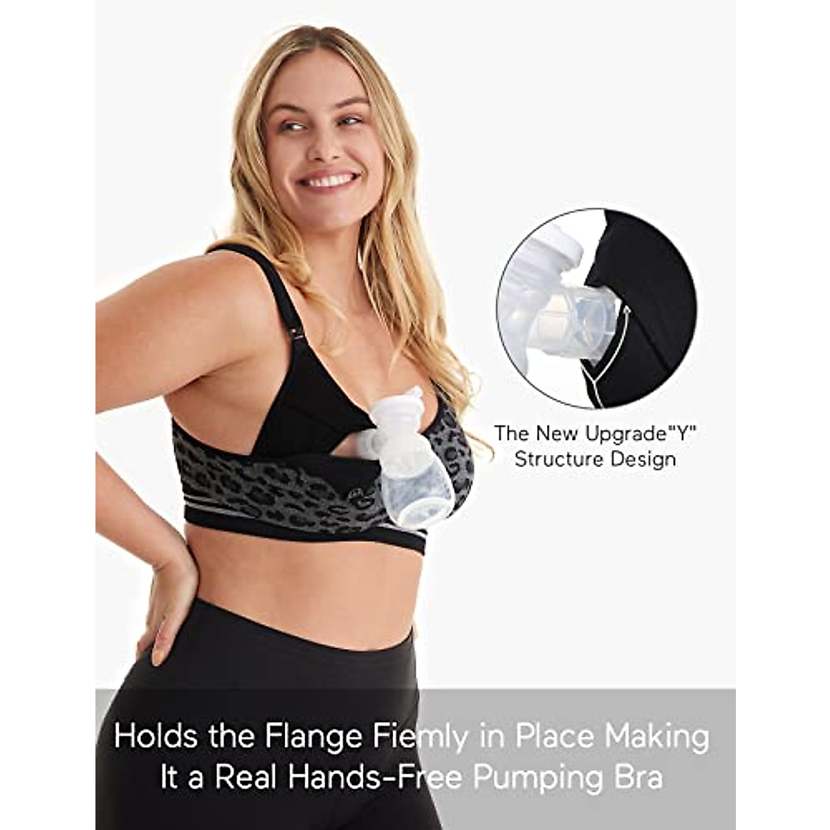 Momcozy 4-in-1 Pumping Bra Hands Free, Fixed Padding Nursing Bra & Maternity Bra, YN12 Wearable Breast Pump Bra Cotton-Nylon Comfort & Support for M5, S12 Pro, Spectra, Elvie, Willow,etc, Small