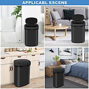 Bigacc 13 Gallon 50 Liter Kitchen Trash Can with Touch-Free & Motion Sensor, Automatic Stainless-Steel Garbage Can, Anti-Fingerprint Mute Designed Trash Bin-Black