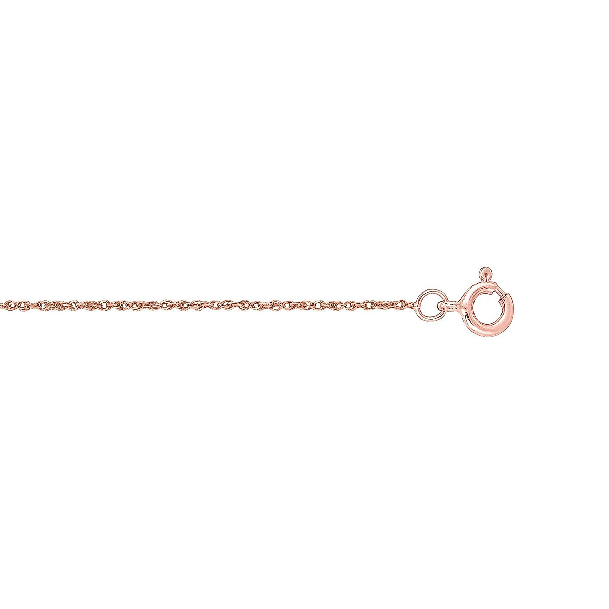 Jewelry Affairs 14k Real Solid Gold Rope Chain Necklace, 0.5mm (20 Inches, Rose Gold)