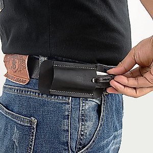 Knife Sheath,Leather Knife Sheath for Belt,Horizontal Carry Pocket Knife Holder,EDC Belt Organizer,Handmade Compact Draw Knife Holster,EDC Pocket Organizer,Sheath for Folding Knife (Black)