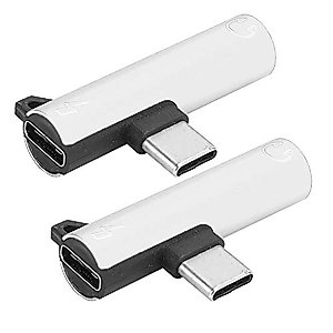 WNSC Type‑c Adapter, Audio Cable Charger USB C to Aux Audio 2Pcs 2 in 1 Headset Distributor USB Charger for Motorola for C‑Type Mobile Phone Models. for LeEco(Silver)