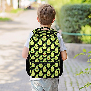NICEFORNICE Avocado Backpacks Kids, 16 Inch Cute Backpack for School, Black Lightweight Bookbag for Girls