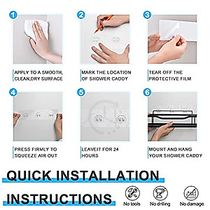 Woseito 2-Pack Shower Caddy, Adhesives Bathroom Organizers, No Drilling Shower Shelf, Stainless Steel Shower Rack With Hooks of 4, Mounted for Bathroom & Kitchen(Matte Black)