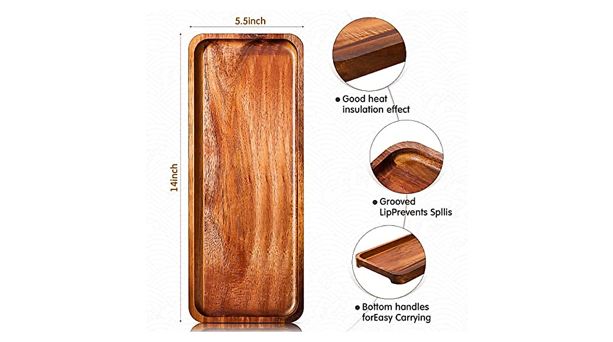 5 Pack Acacia Wood Serving Trays for Appetizers
