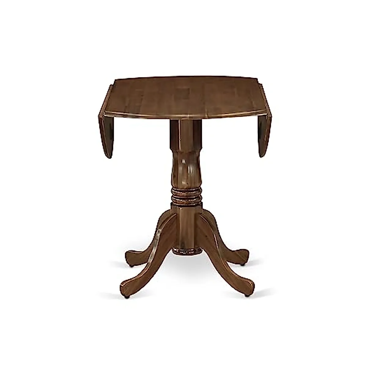 East West Furniture DLLA3-AWA-05 3 Piece Dining Room Table Set Includes a Round Wooden Table with Dropleaf and 2 Upholstered Chairs, 42x42 Inch, Antique Walnut