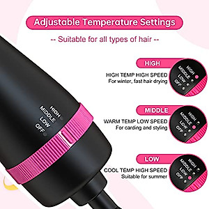 Hair Dryer Brush Blow Dryer Brush in One, Professional Hot Air Brush 4 in 1 One Step Hair Dryer and Styler Volumizer with Negative Ion for Drying, Straightening, Curling, Salon for All Hair Types